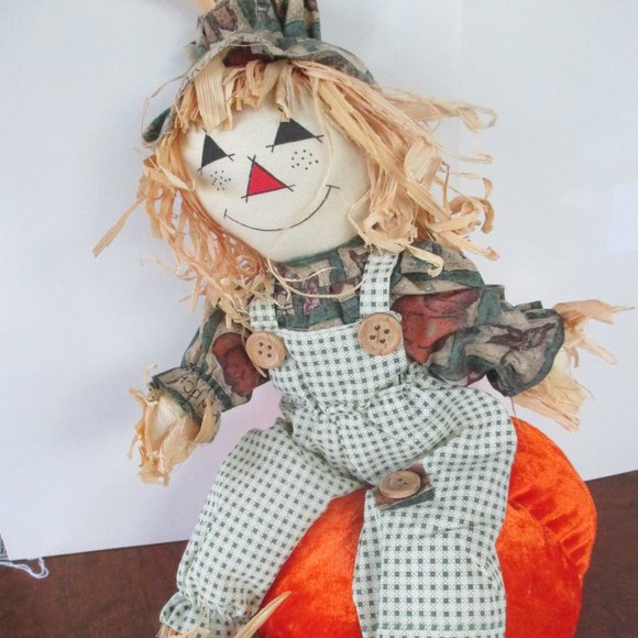 Holiday | Scarecrow Rag Doll Sitting On A Pumpkin Fall Or Halloween ...